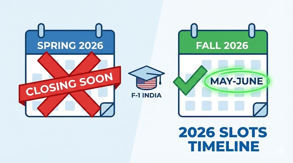 US F-1 Visa Slots India 2026: Spring & Fall Guide · VisaApt